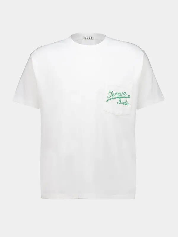 BODE Beaded Geneva Pocket T-shirt - Cream