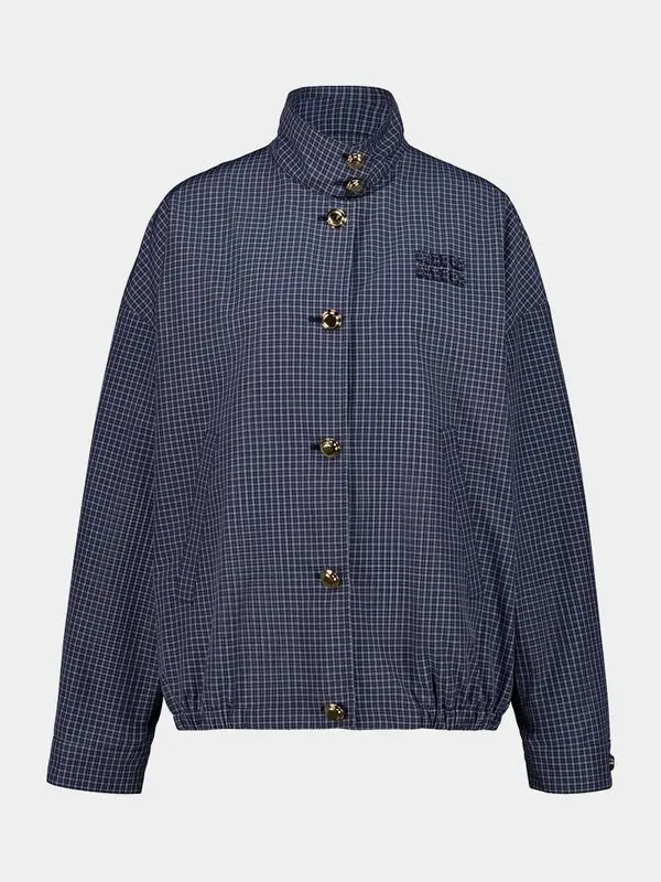 Miu Miu Checked Technical Blouson Jacket - Blue