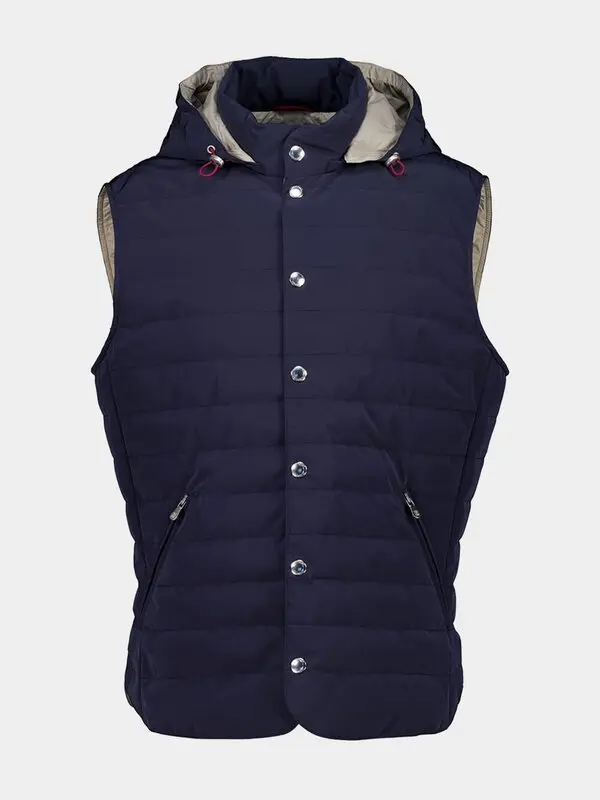 Brunello Cucinelli Padded Hooded Vest - Blue