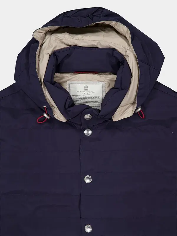 Brunello Cucinelli Padded Hooded Vest - Blue
