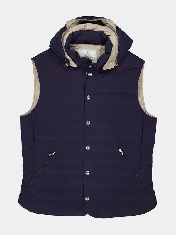 Brunello Cucinelli Padded Hooded Vest - Blue
