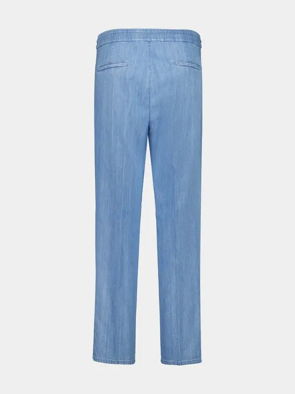 Brunello Cucinelli Light Denim Drawstring Trousers - Blue