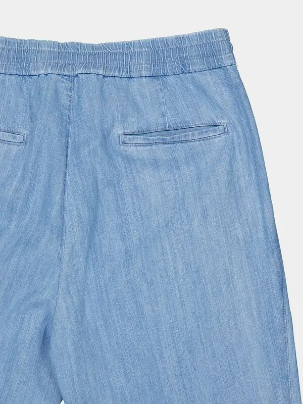 Brunello Cucinelli Light Denim Drawstring Trousers - Blue