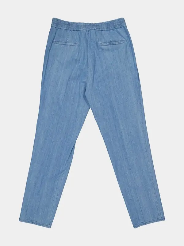 Brunello Cucinelli Light Denim Drawstring Trousers - Blue