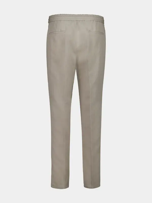 Brunello Cucinelli Linen And Cotton Drawstring Trousers - Green
