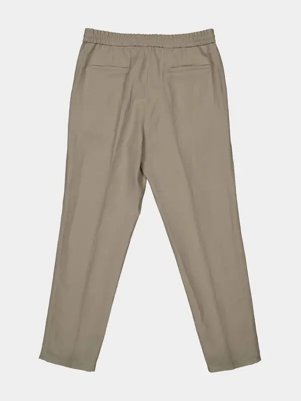 Brunello Cucinelli Linen And Cotton Drawstring Trousers - Green