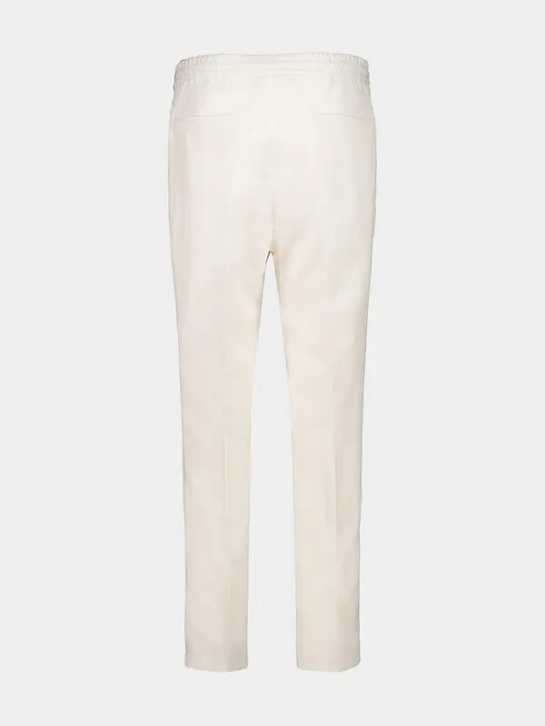 Brunello Cucinelli Linen-cotton Drawstring Trousers - White