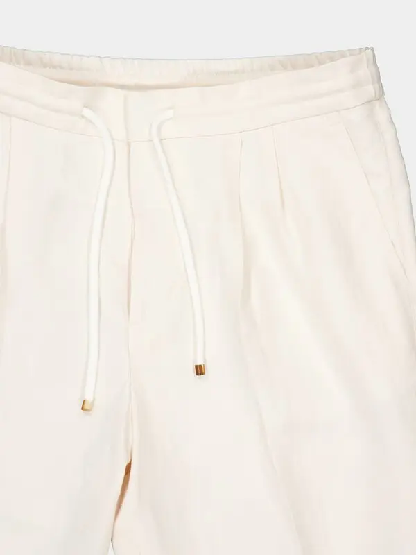 Brunello Cucinelli Linen-cotton Drawstring Trousers - White