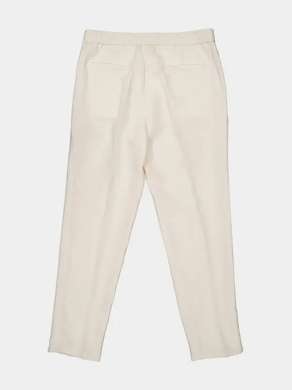 Brunello Cucinelli Linen-cotton Drawstring Trousers - White