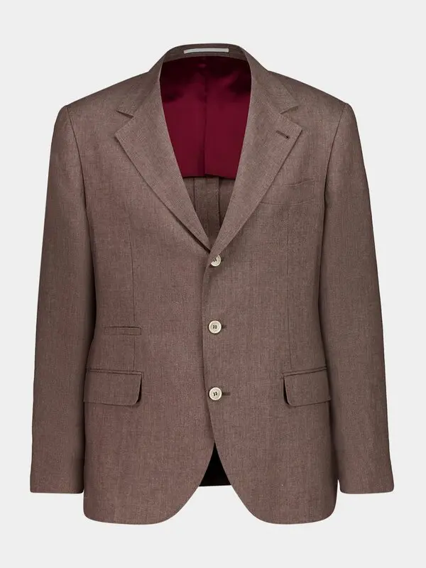 Brunello Cucinelli Nut Délavé Linen Deconstructed Blazer