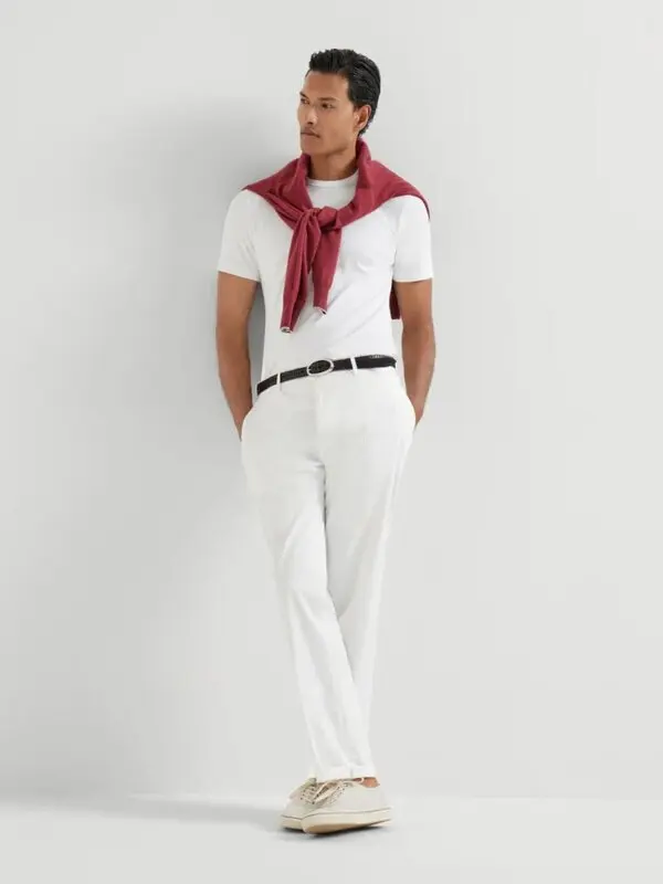 Brunello Cucinelli Italian Fit Cotton Trousers - White