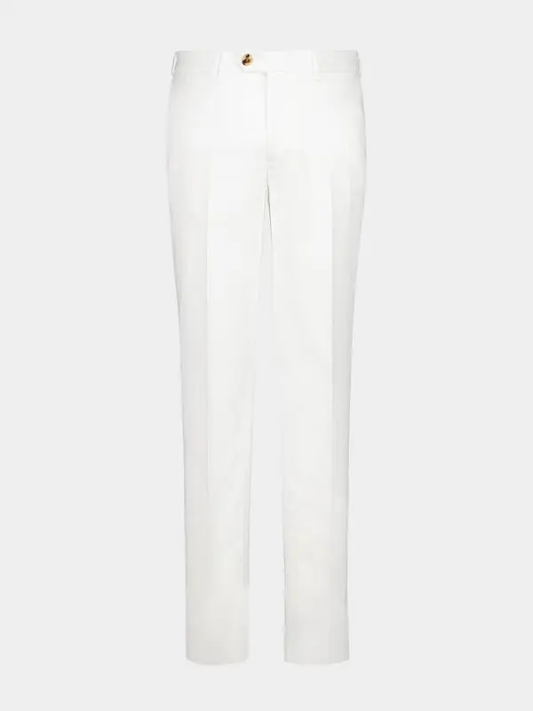 Brunello Cucinelli Italian Fit Cotton Trousers - White