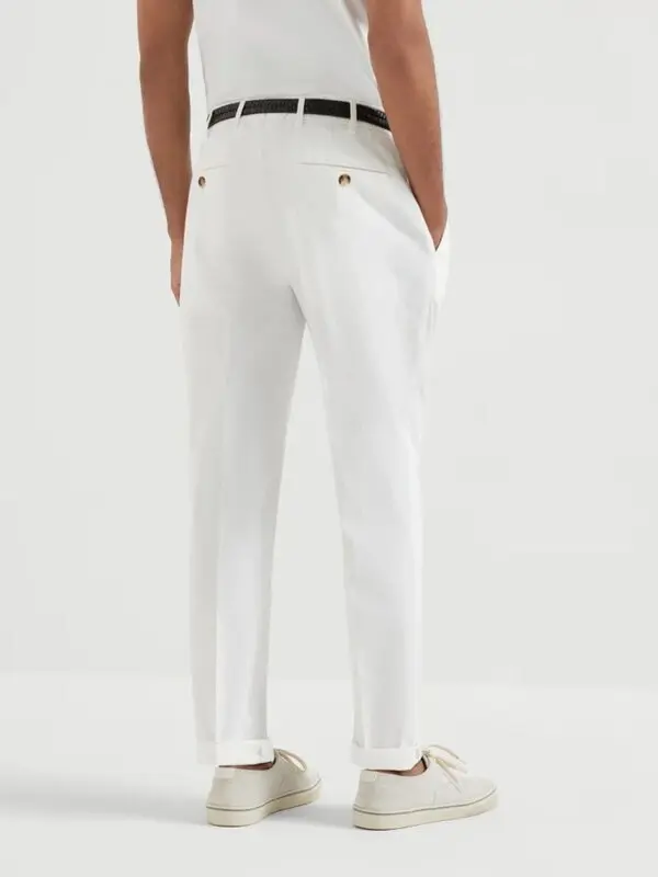 Brunello Cucinelli Italian Fit Cotton Trousers - White