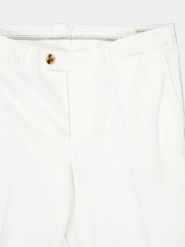 Brunello Cucinelli Italian Fit Cotton Trousers - White
