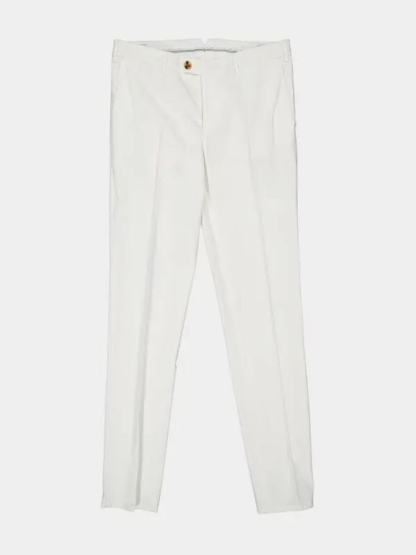 Brunello Cucinelli Italian Fit Cotton Trousers - White