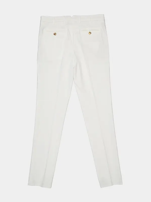 Brunello Cucinelli Italian Fit Cotton Trousers - White