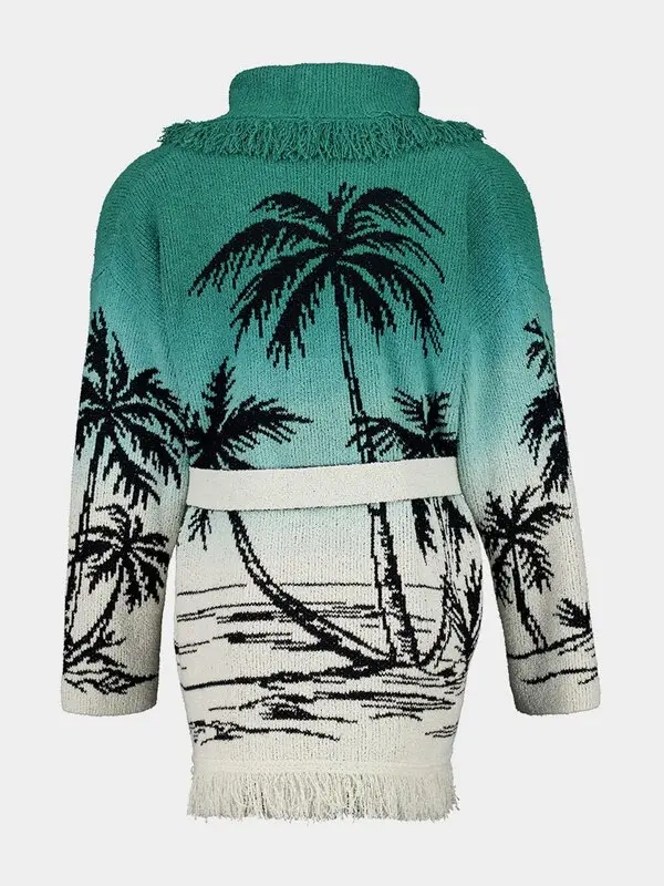 Alanui Wave Bloom Jacquard Icon Fit Cardigan - Green