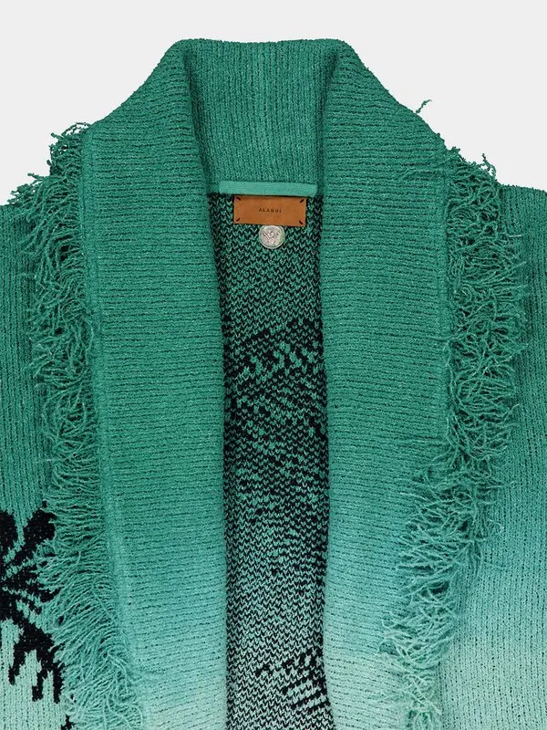 Alanui Wave Bloom Jacquard Icon Fit Cardigan - Green