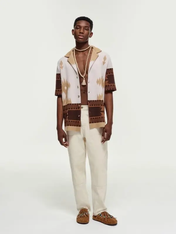 Alanui Chalk Sand Icon Piqué Cotton Shirt - Beige