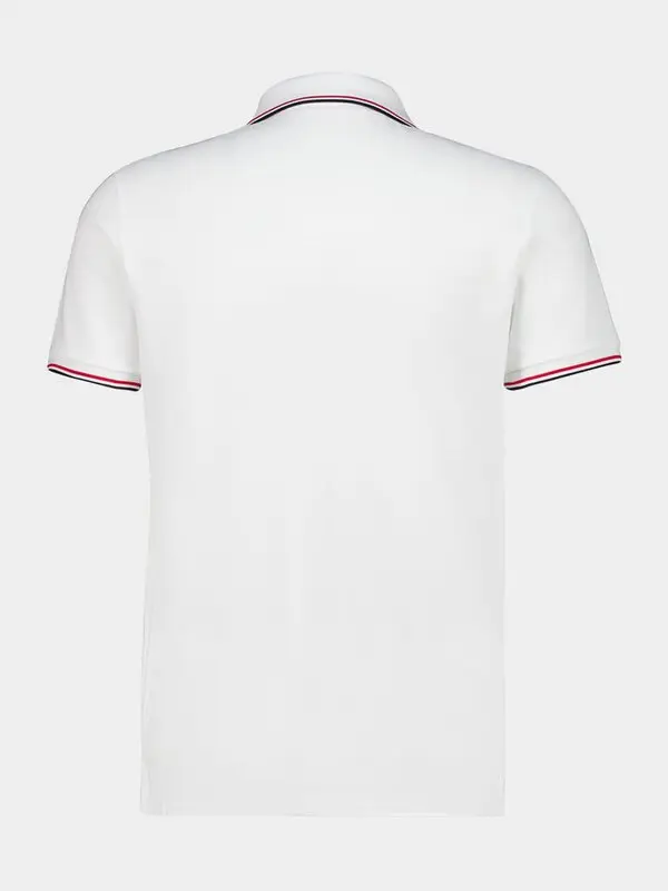 Moncler Tricolour Cotton Polo Shirt - White