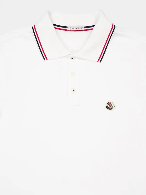 Moncler Tricolour Cotton Polo Shirt - White