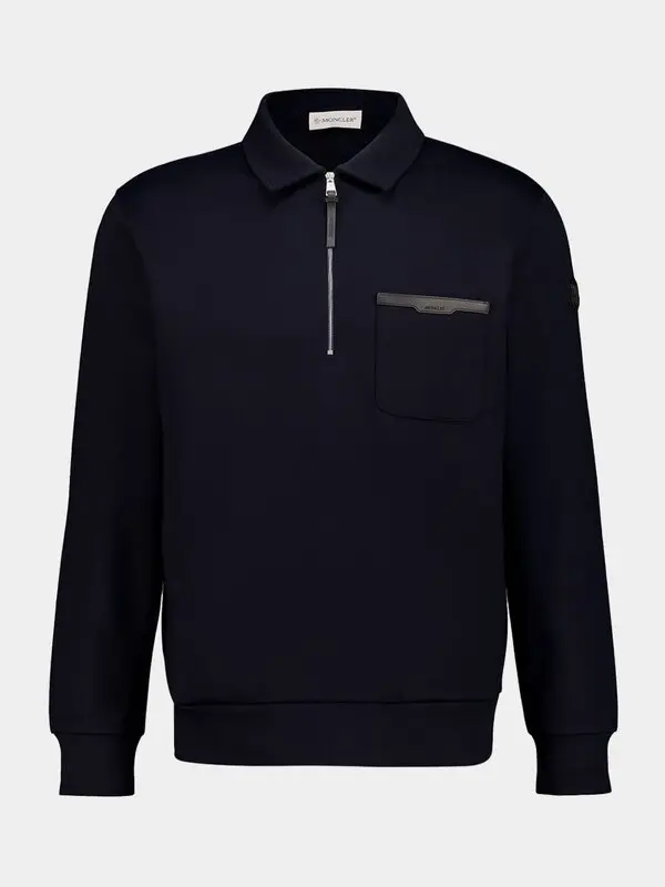 Moncler Cotton-blend Half-zip Sweatshirt - Blue