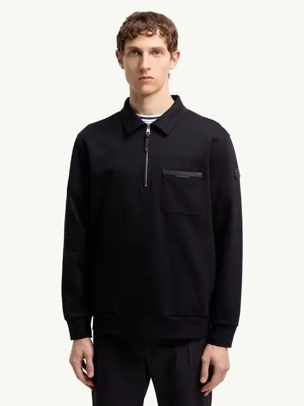 Moncler Cotton-blend Half-zip Sweatshirt - Blue