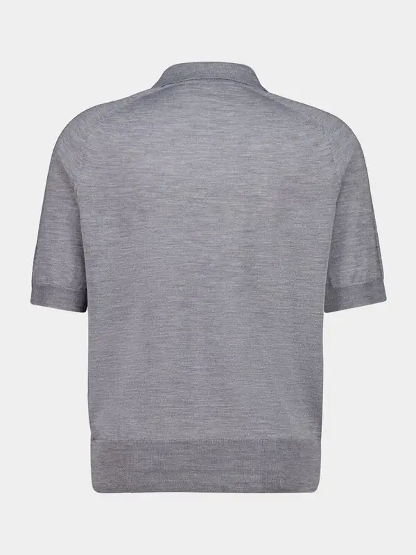Ami Wool Short Sleeves De Coeur Polo - Grey