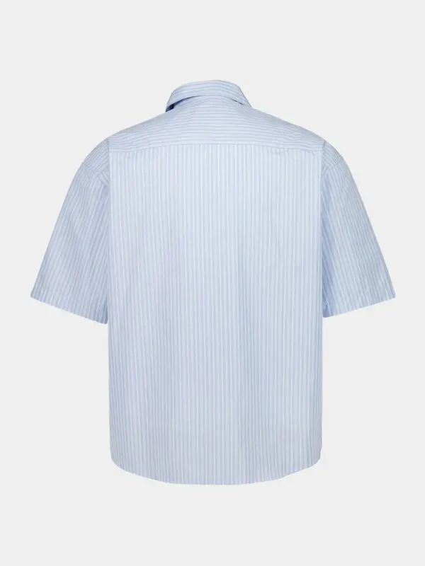 AMI Paris Cotton Short Sleeve De Coeur Boxy Shirt - Blue