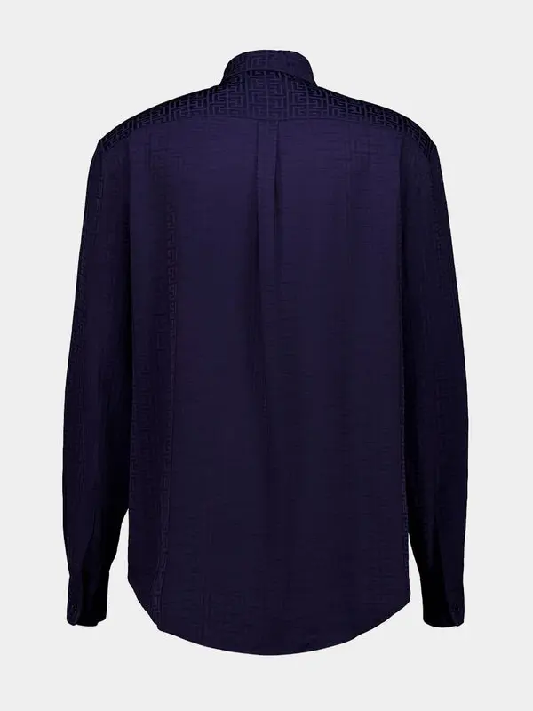 Balmain Navy Monogram Jacquard Shirt
