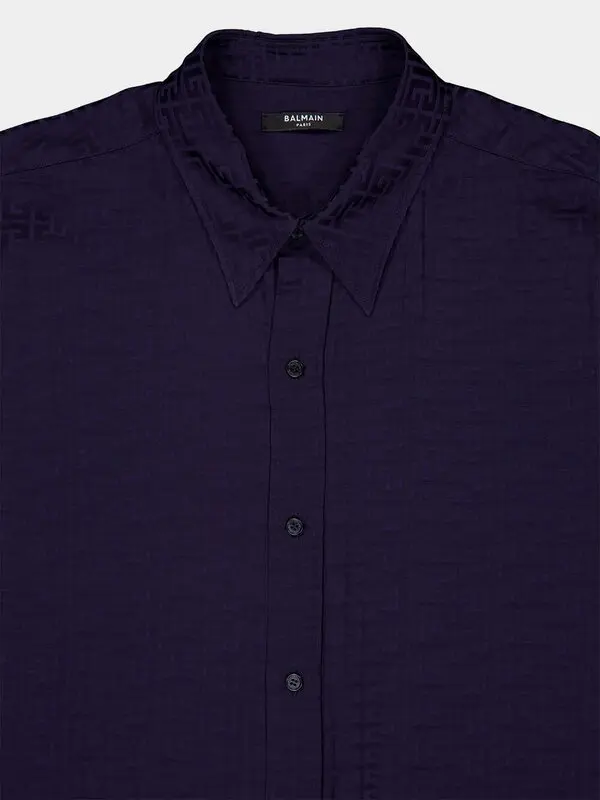Balmain Navy Monogram Jacquard Shirt