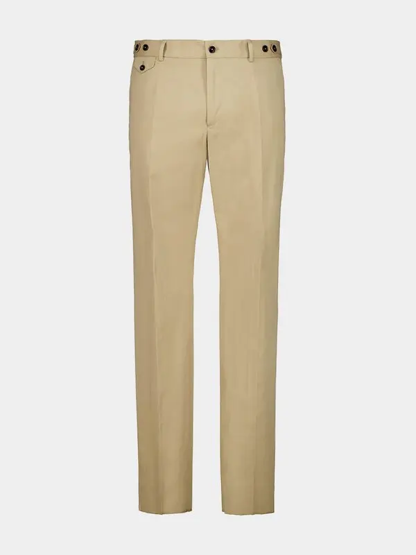 Dolce & Gabbana Stretch Cotton Gabardine Trousers - Beige