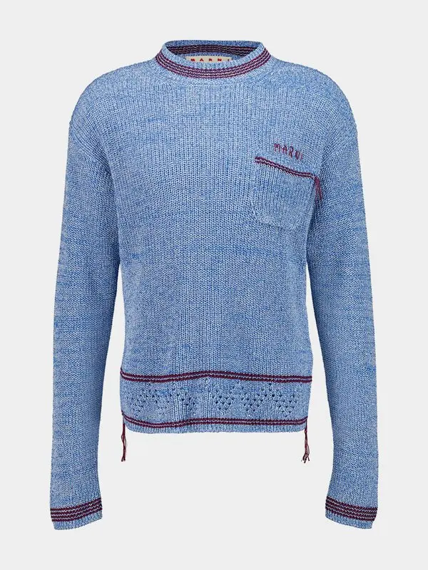 Marni Celeste Mouliné Cotton Sweater - Blue