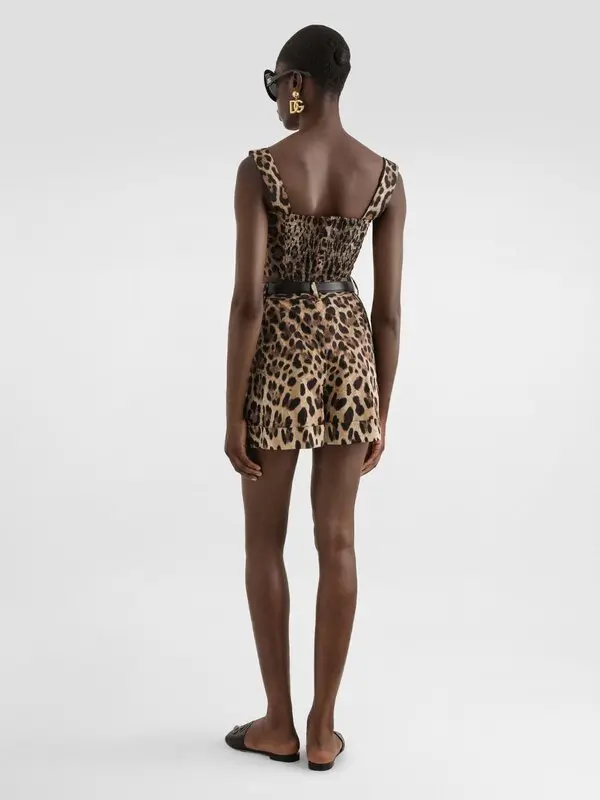 Dolce & Gabbana Leopard-print Cotton Poplin Shorts