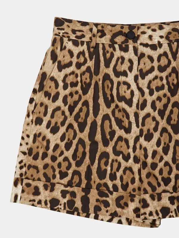 Dolce & Gabbana Leopard-print Cotton Poplin Shorts