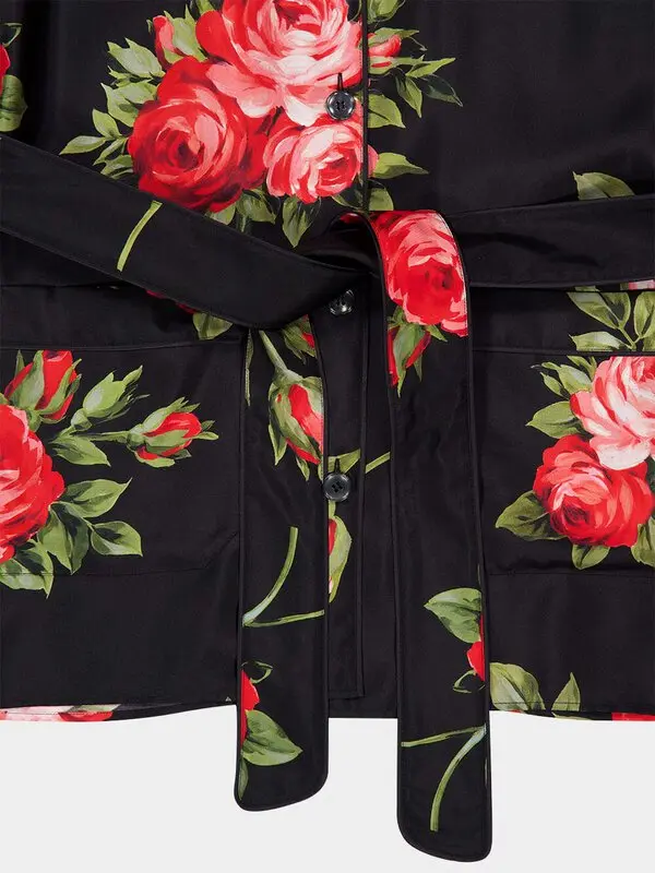 Dolce & Gabbana Rose Bouquet-print Silk Twill Vanity Shirt - Black
