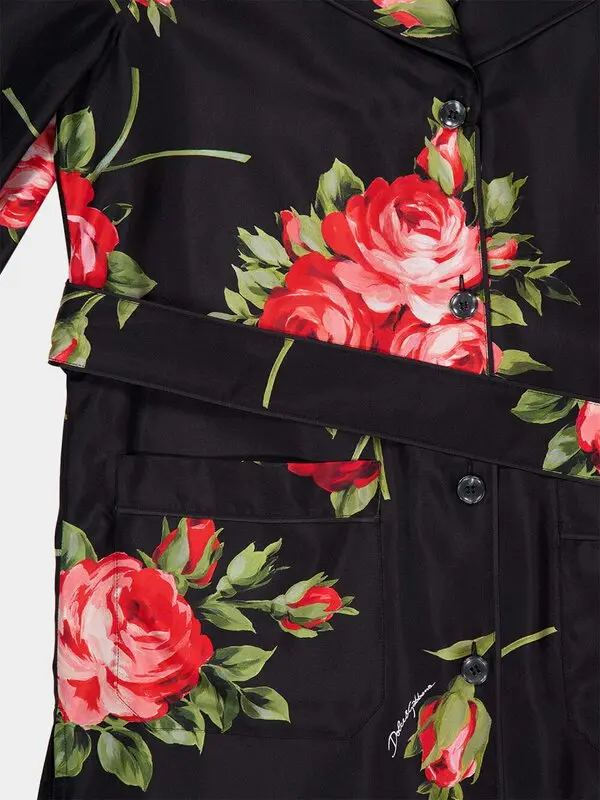 Dolce & Gabbana Rose Bouquet-print Silk Twill Vanity Shirt - Black