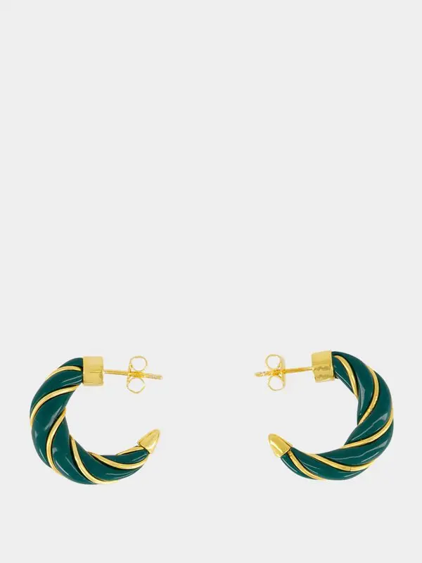 AURÉLIE BIDERMANN Diana Emerald Hoop Earrings - Green