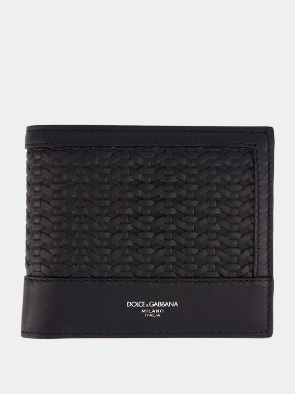 Dolce & Gabbana Woven Calfskin Leather Wallet - Black