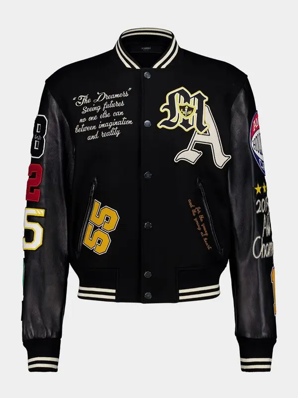 Amiri Varsity Jacket With Chenille Patches - Black