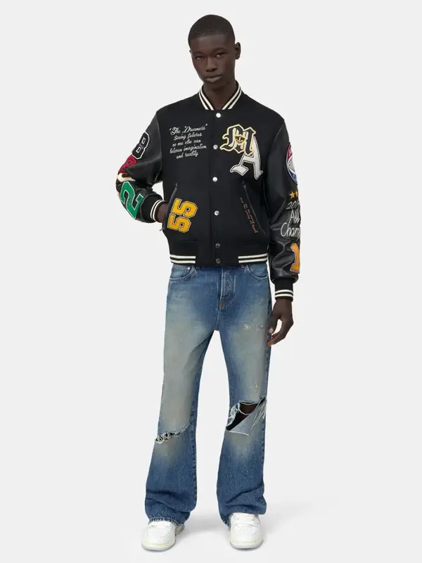Amiri Varsity Jacket With Chenille Patches - Black