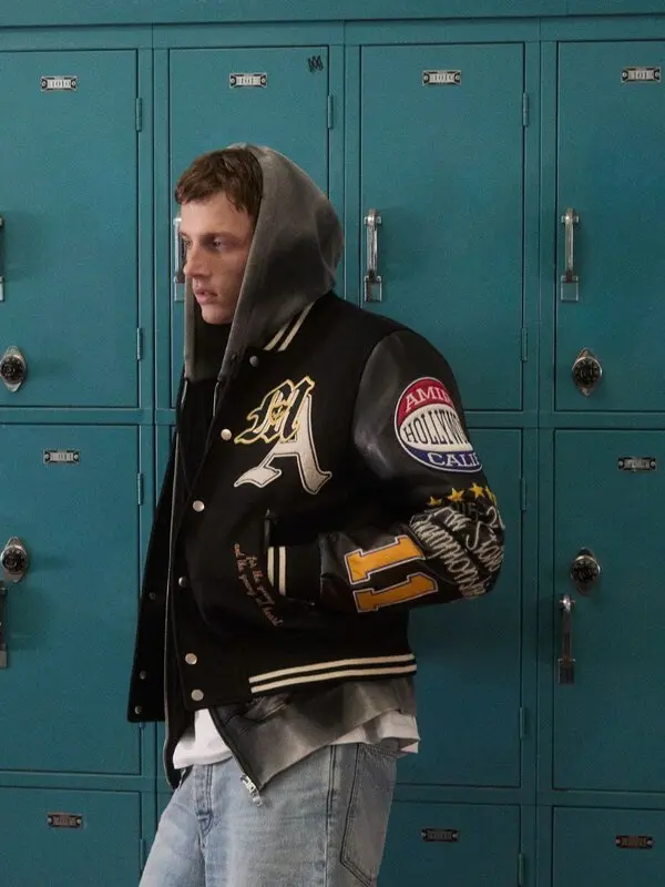 Amiri Varsity Jacket With Chenille Patches - Black