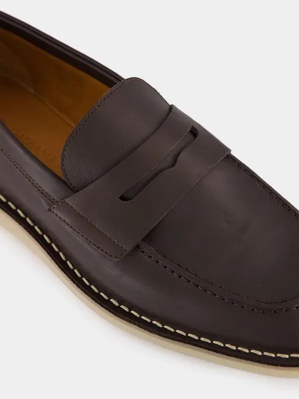 Dolce & Gabbana Leather Loafers With Dg Detail - Brown