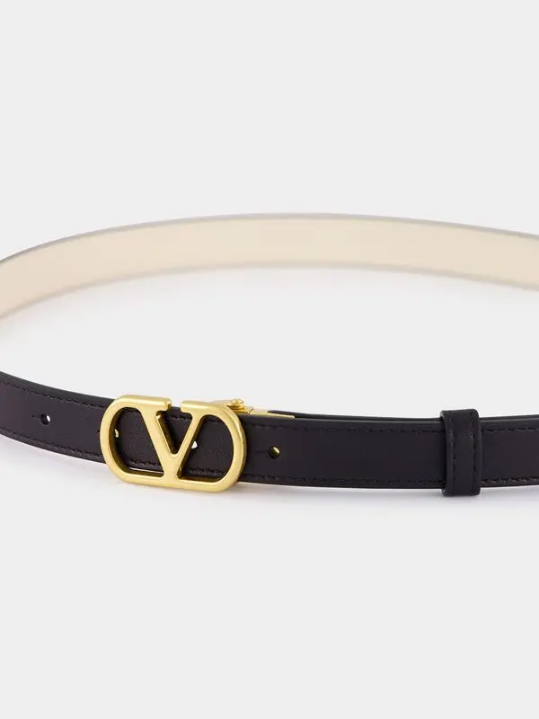 Valentino Garavani Reversible Calf Leather Belt With Vlogo - Black