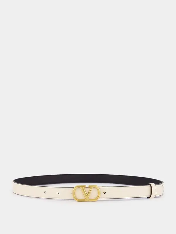 Valentino Garavani Reversible Calf Leather Belt With Vlogo - Black