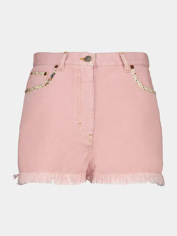 Valentino Garavani Casual Fit Denim Shorts - Pink