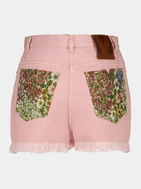 Valentino Garavani Casual Fit Denim Shorts - Pink