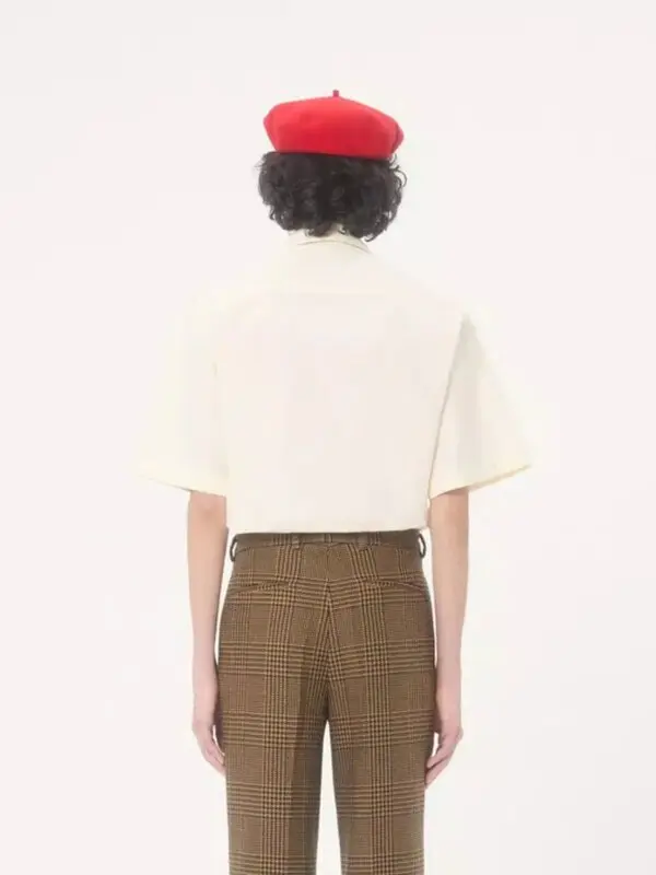 Valentino Garavani Ivory And Black Cotton Poplin Bowling Shirt