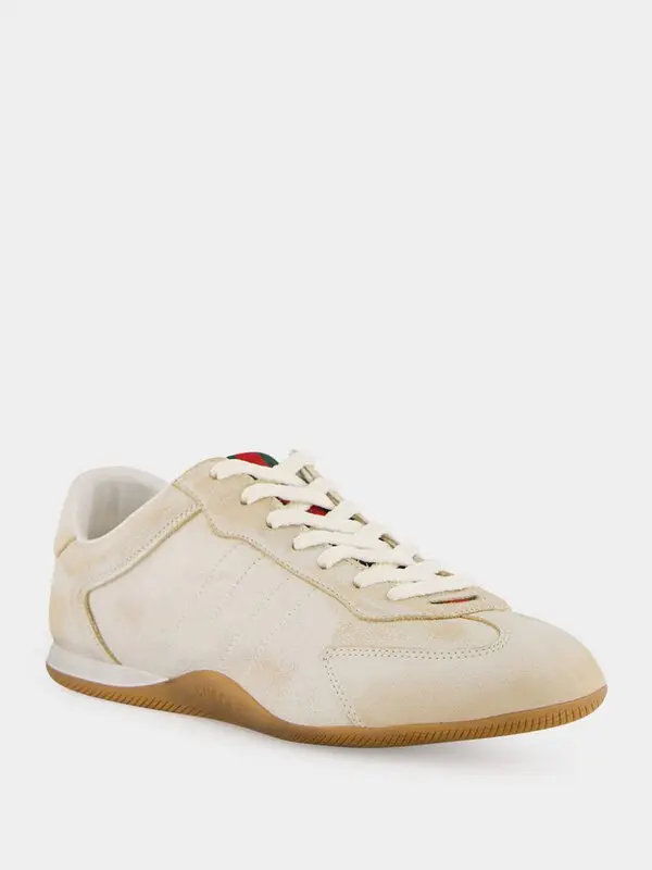 Gucci Washed Leather Gg Shift Sneakers - White