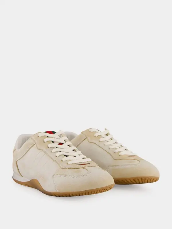 Gucci Washed Leather Gg Shift Sneakers - White